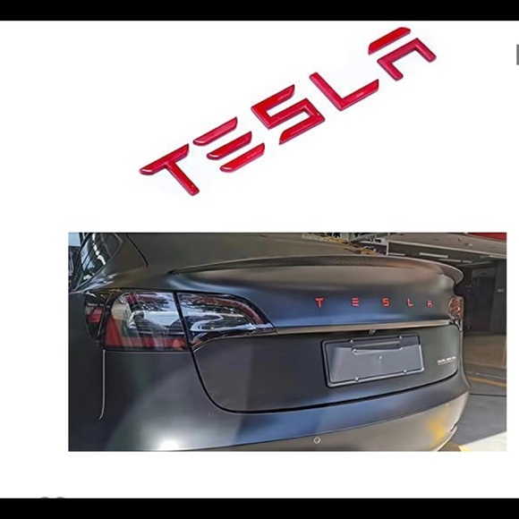 Tesla | Accessories | Tesla 3d Raised Tailgate Emblem Letters Red ...